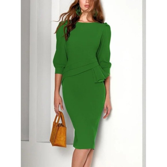 Style We | Dresses | Elegant Skinny Crew Neck Solid Three Quarter ...